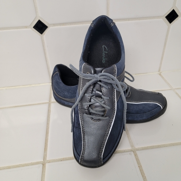 Clarks | Shoes | Clarks Leather Suede Blue Shoes | Poshmark